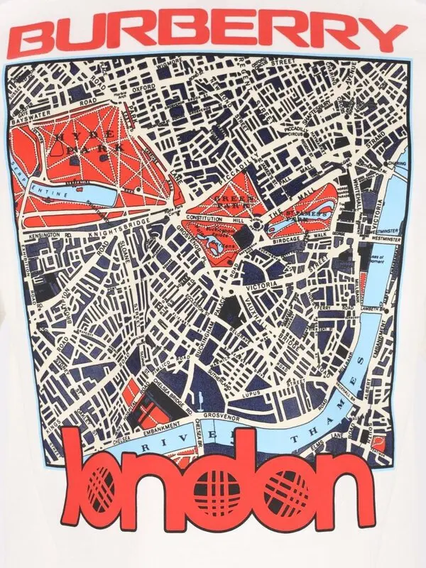 Burberry London Map Cotton T-shirt - White
