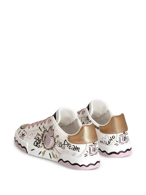 Dolce & Gabbana Portofino Printed Sneakers - White