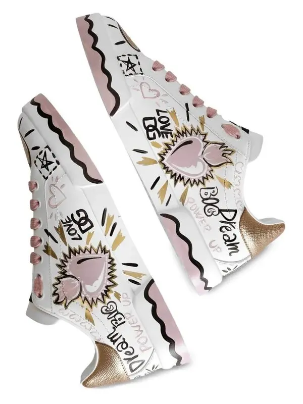 Dolce & Gabbana Portofino Printed Sneakers - White