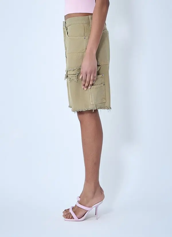 Alexander Wang Frayed Hem Denim Shorts - Cream