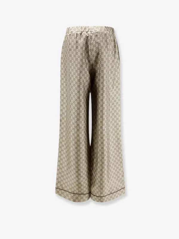 Gucci Silk Trousers With All-over Gg Motif - Multicolor