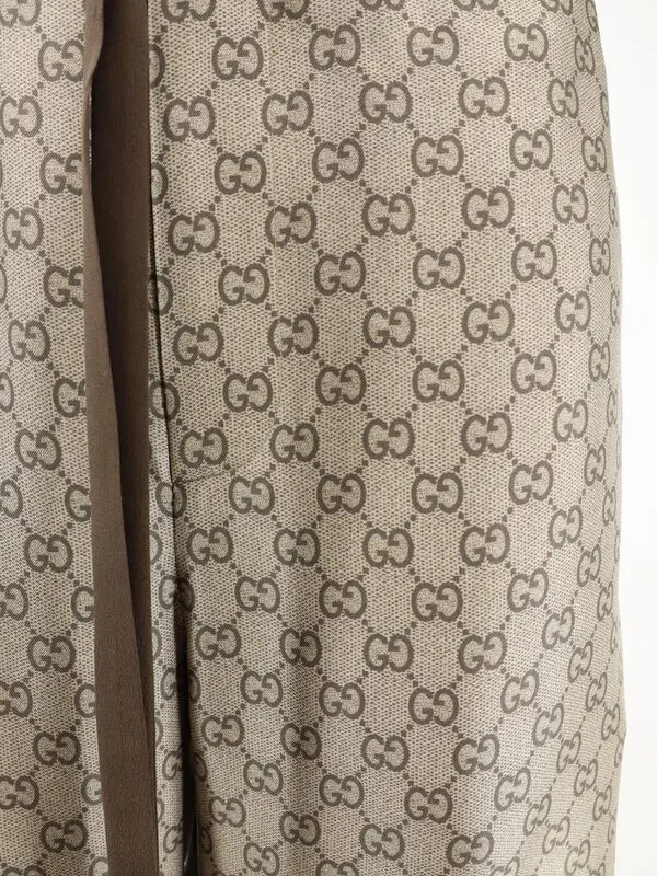 Gucci Silk Trousers With All-over Gg Motif - Multicolor