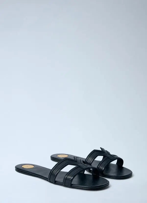 Saint Laurent Mabrouka Leather Sandals - Black