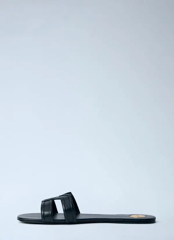 Saint Laurent Mabrouka Leather Sandals - Black