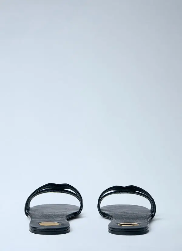 Saint Laurent Mabrouka Leather Sandals - Black