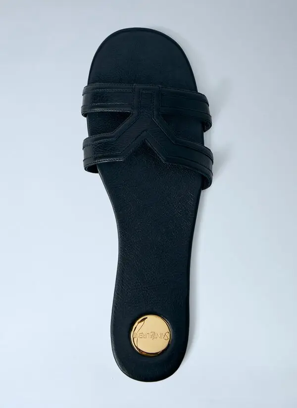 Saint Laurent Mabrouka Leather Sandals - Black