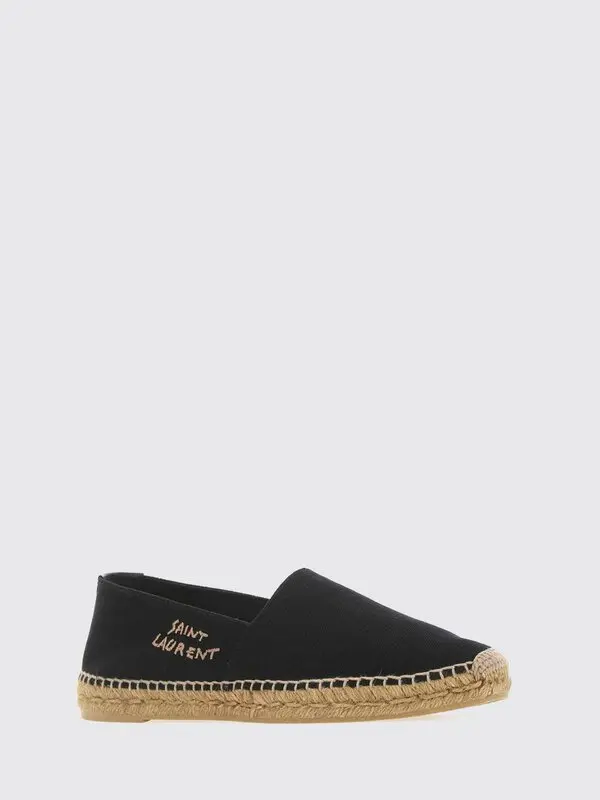Saint Laurent Classic Espadrilles In Linen And Cotton Canvas With Embroidered Logo - Black