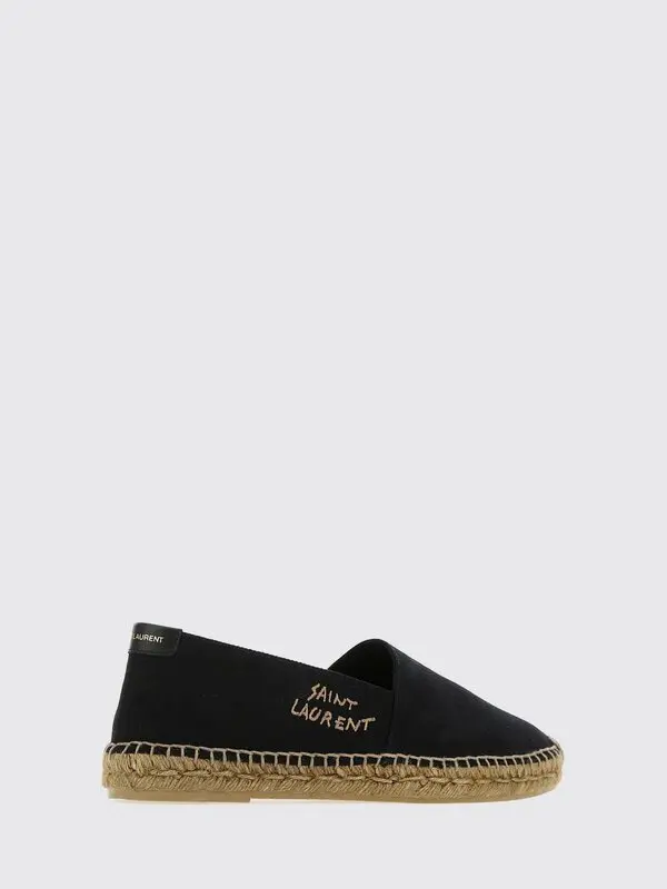 Saint Laurent Classic Espadrilles In Linen And Cotton Canvas With Embroidered Logo - Black