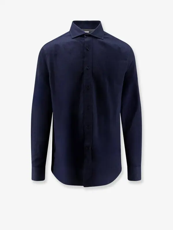 Brunello Cucinelli Cotton And Lyocell Shirt - Blue
