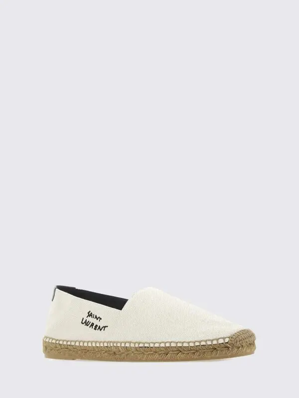 Saint Laurent Classic Espadrilles In Linen And Cotton Canvas With Embroidered Logo - White