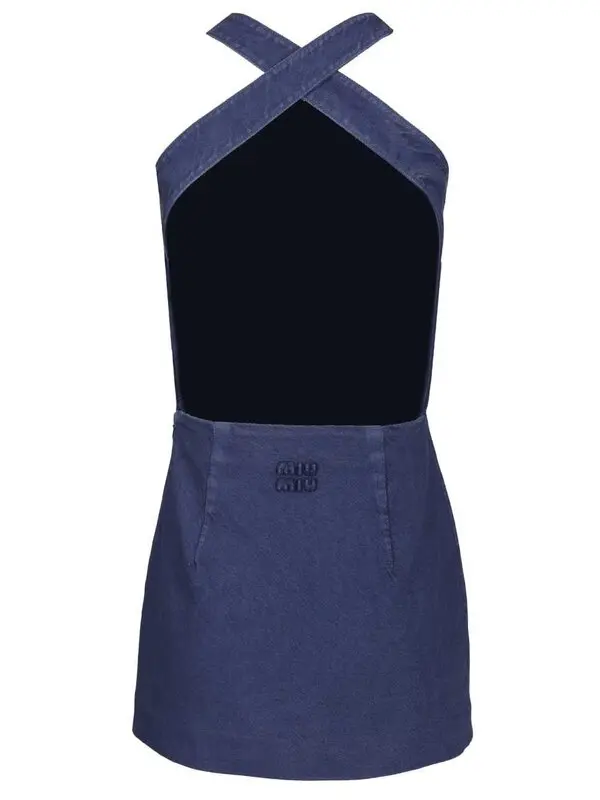 Miu Miu Gabardine Mini Dress - Blue