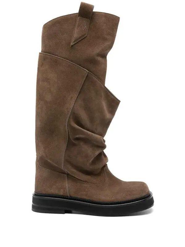 Attico Robin Promenade Knee-high Suede Boots - Brown