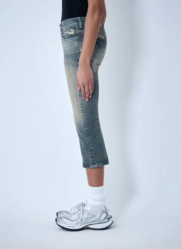 Balenciaga Cropped Distressed Denim Jeans