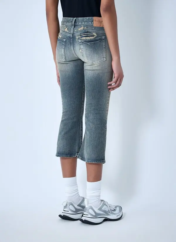 Balenciaga Cropped Distressed Denim Jeans