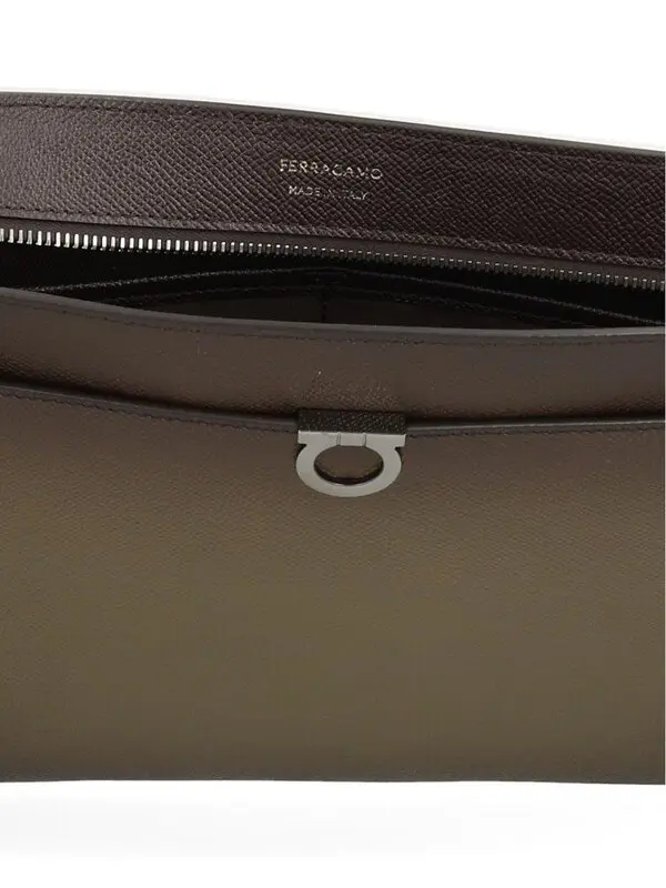 FERRAGAMO Gancini Pouch - Brown