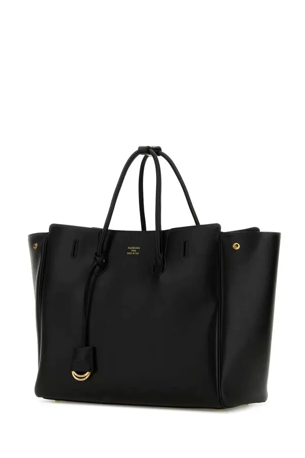 Balenciaga Leather Carry All Hampton Shopping Bag - Black