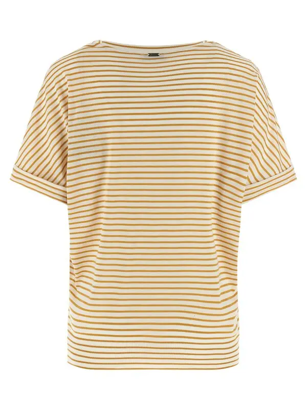 Herno Striped Lyocell And Cotton Blend T-shirt - Yellow