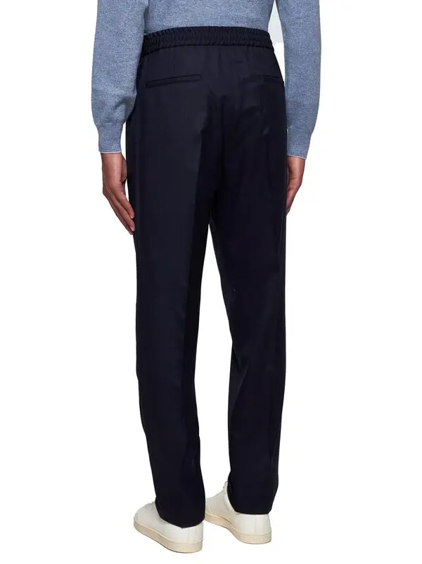 Brunello Cucinelli Blue Virgin Wool Drawstring Trousers - Multicolor