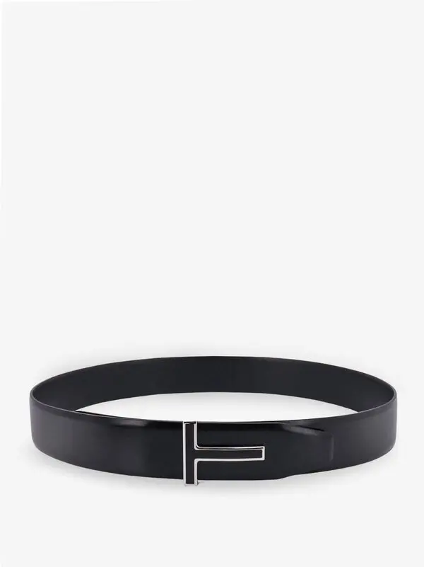 TOM FORD Leather Belt With Enameled Logo - Black