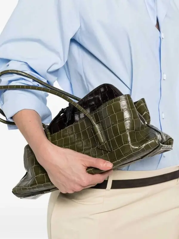 Attico La Passeggiata Crocodile-effect Shoulder Bag - Green