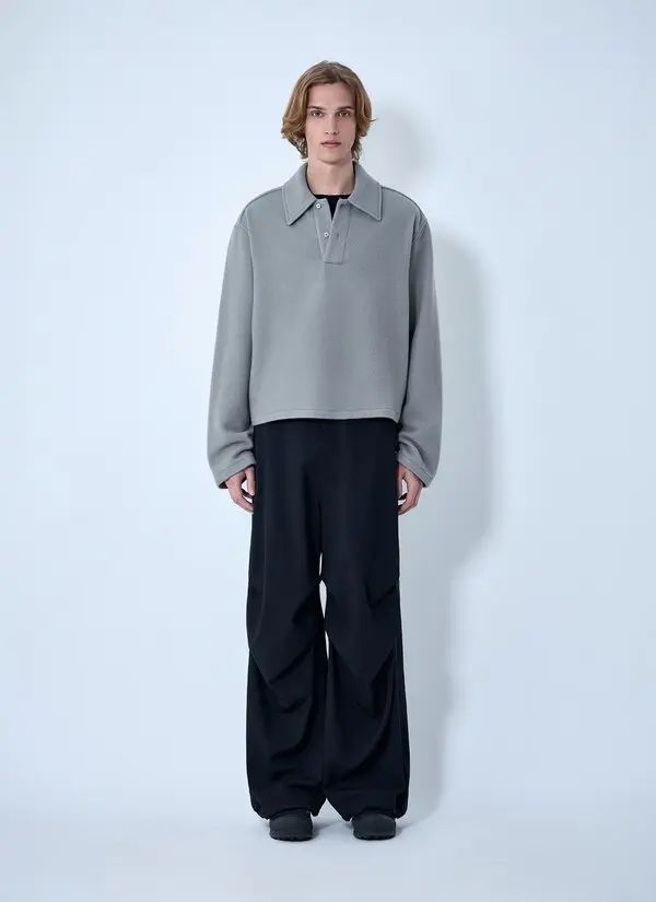 RIER Oversized Polo Knit Jumper - Gray