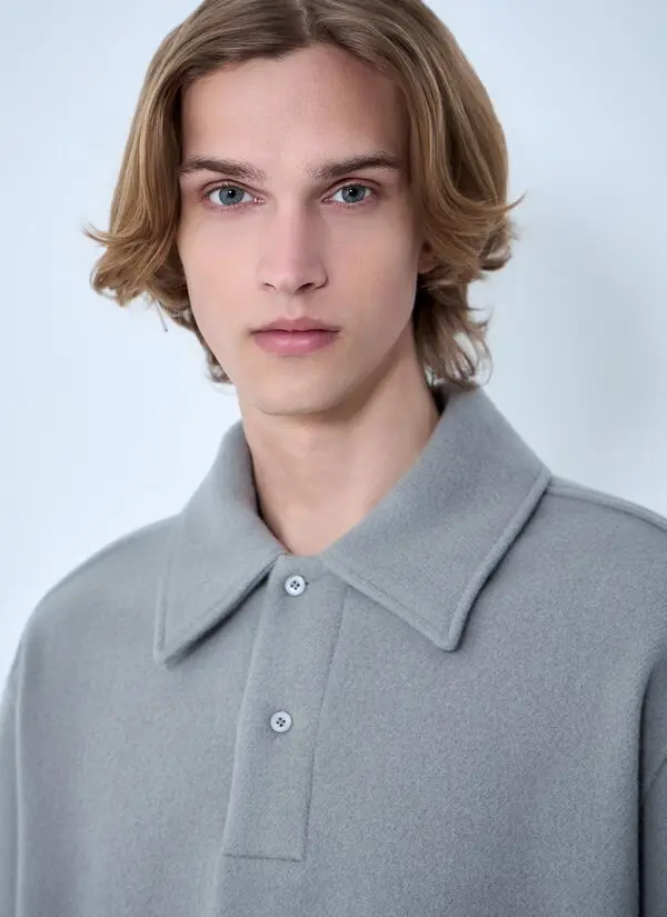 RIER Oversized Polo Knit Jumper - Gray