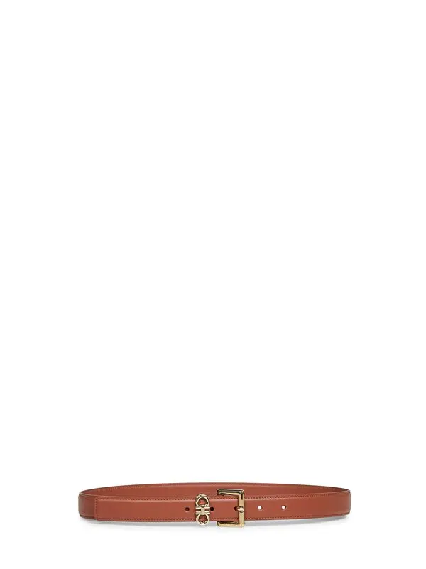 FERRAGAMO Smooth Leather Double Gancini Belt - Multicolor
