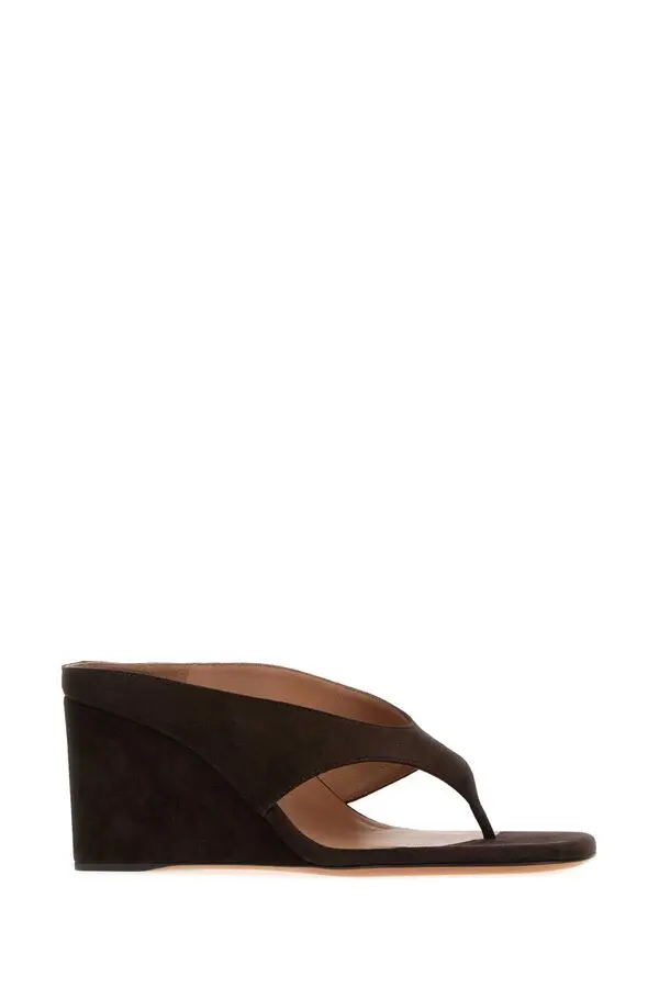 Alaïa Dark Suede Thong Mules