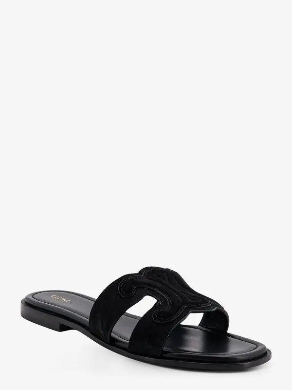 Celine Marina Suede Sandals With Triomphe Logo - Black