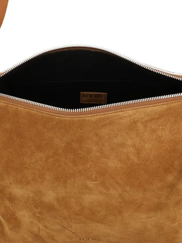 Loewe Medium Hobo Loop Bag In Suede - Cream