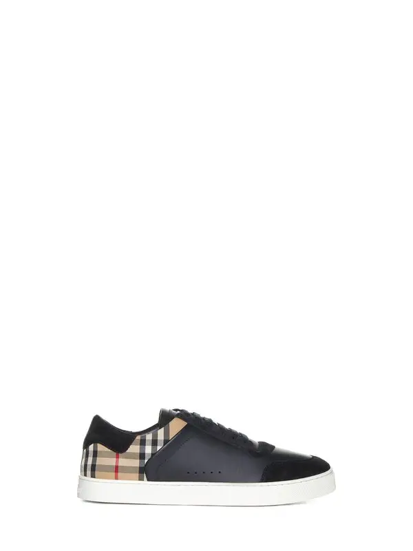 Burberry Stevie Check Canvas And Leather Sneakers By