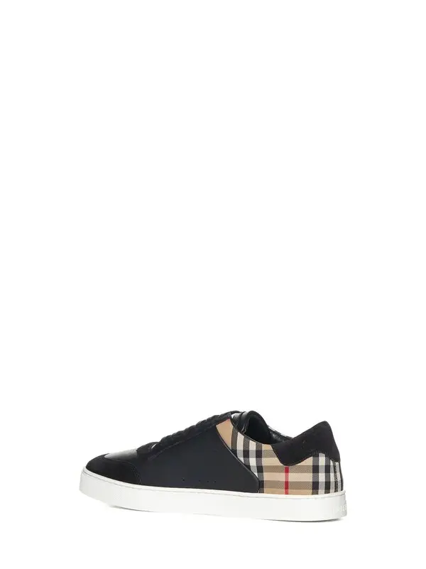 Burberry Stevie Check Canvas And Leather Sneakers By