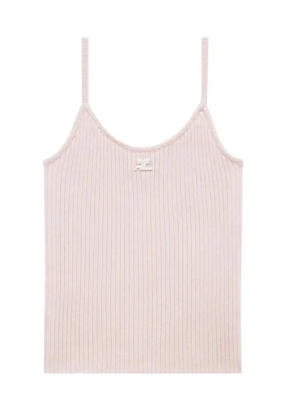 COURREGES Ribbed Knit Logo Tank Top - Multicolor