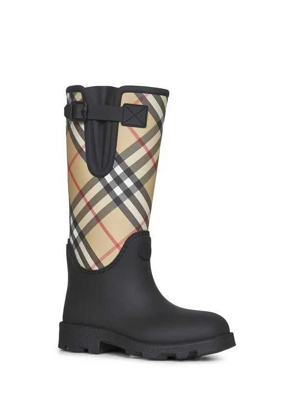 Burberry Black Rubber Marsh Stamp High Rain Boots