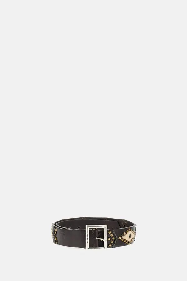 GOLDEN GOOSE Belt Sierra Washed Leather With Horsy Details And Studs - Multicolor