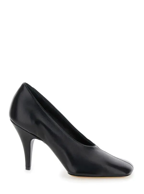 Phoebe Philo Soft 90' Black Décolleté With Square Toe And High Heel In Soft Leather - Multicolor