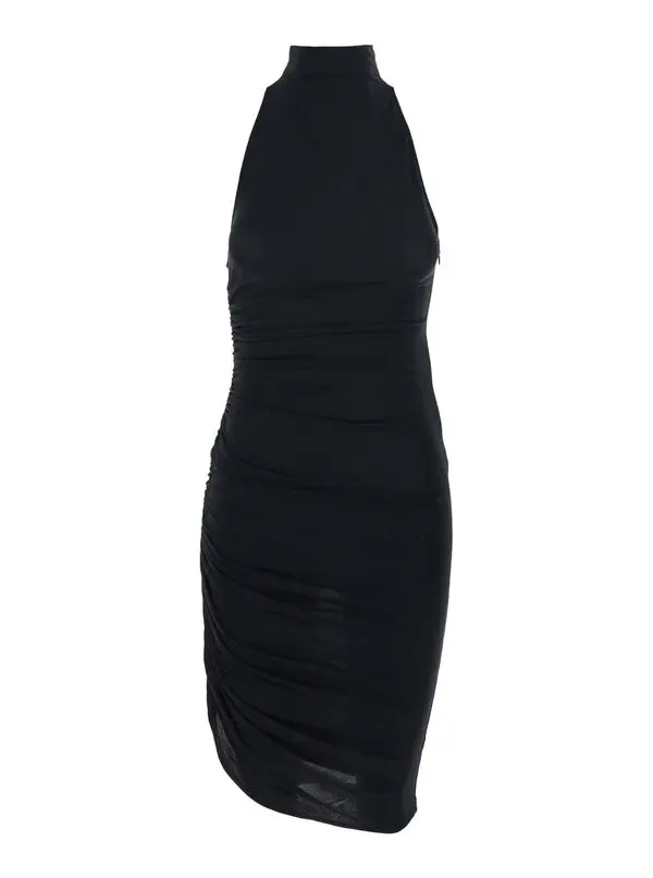 Jacquemus La Robe Piazza Courte' Black Dress With High Neck And Ruffle Details In Black Fabric - Multicolor