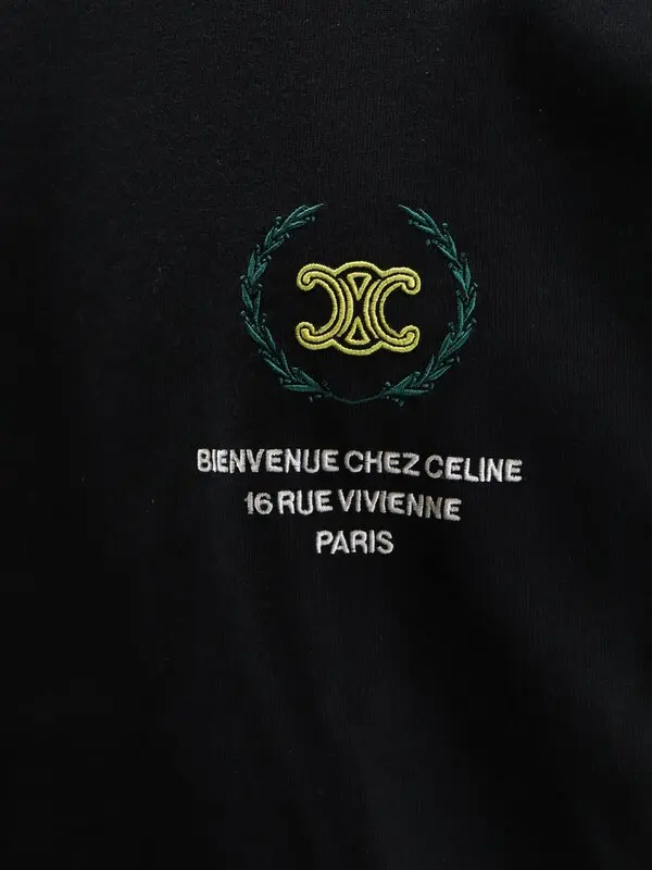Celine Cotton T-shirt With Iconic Embroidery