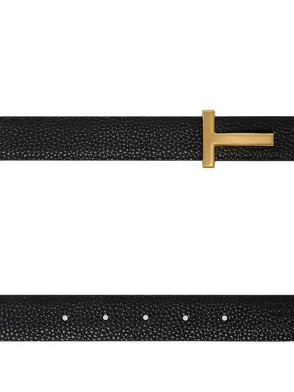 TOM FORD Grained Leather T-buckle Belt