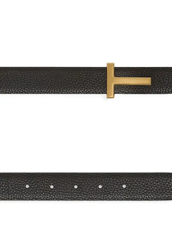 TOM FORD Grained Leather T-buckle Belt