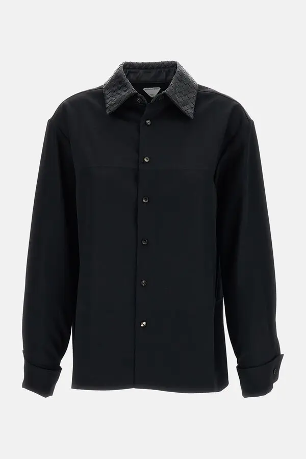 Bottega Veneta Intrecciato Weave Collar Shirt - Multicolor