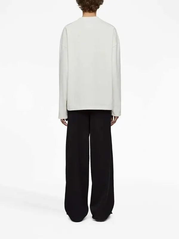 JIL SANDER Long-sleeved Shirt With Logo Print - White
