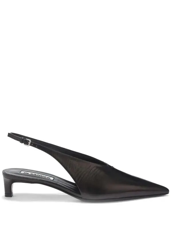 JIL SANDER Leather Pump With Ankle Strap - Black