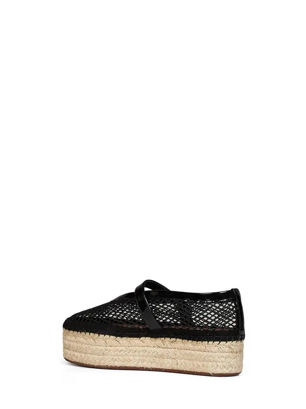 Alaïa Black Fishnet And Patent Leather Wedge Espadrilles - Multicolor