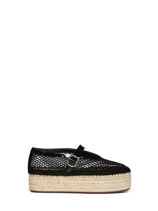 Alaïa Fishnet And Patent Leather Wedge Espadrilles - Multicolor