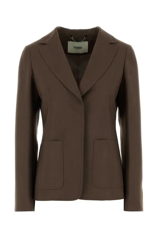 Fendi Mud Wool Blend Blazer - Brown