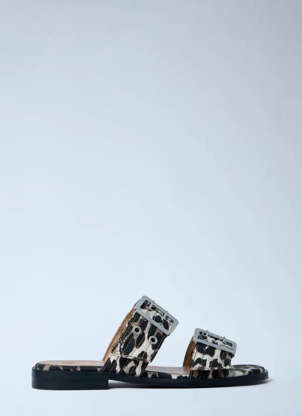 GANNI Buckle Two Strap Sandals - Brown