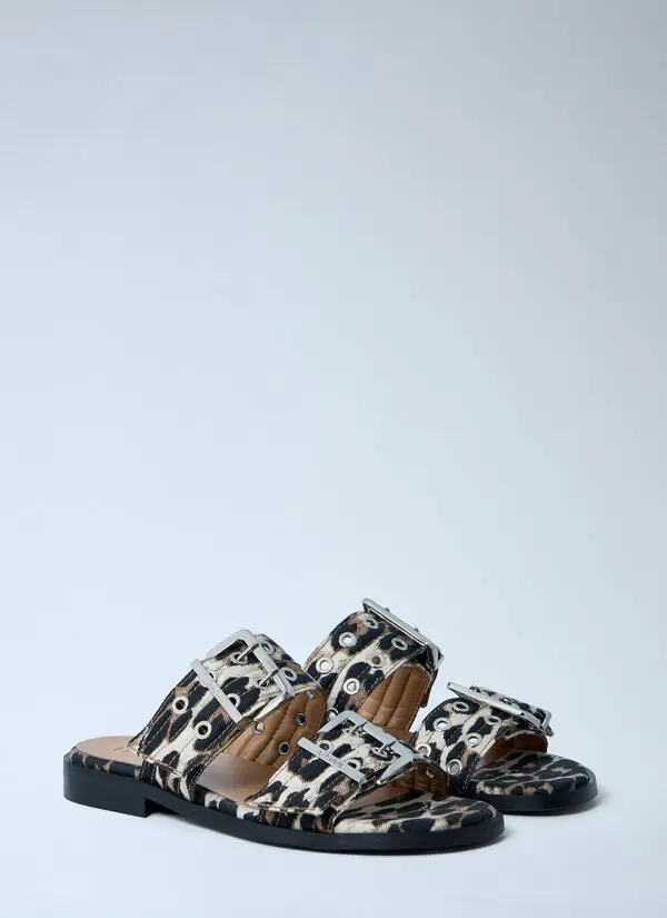 GANNI Buckle Two Strap Sandals - Brown