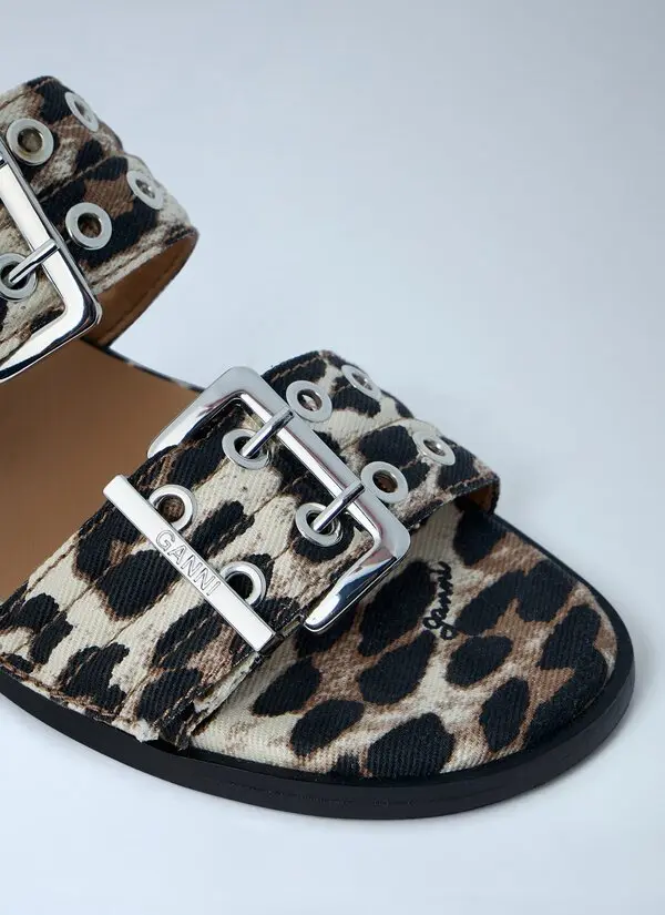 GANNI Buckle Two Strap Sandals - Brown