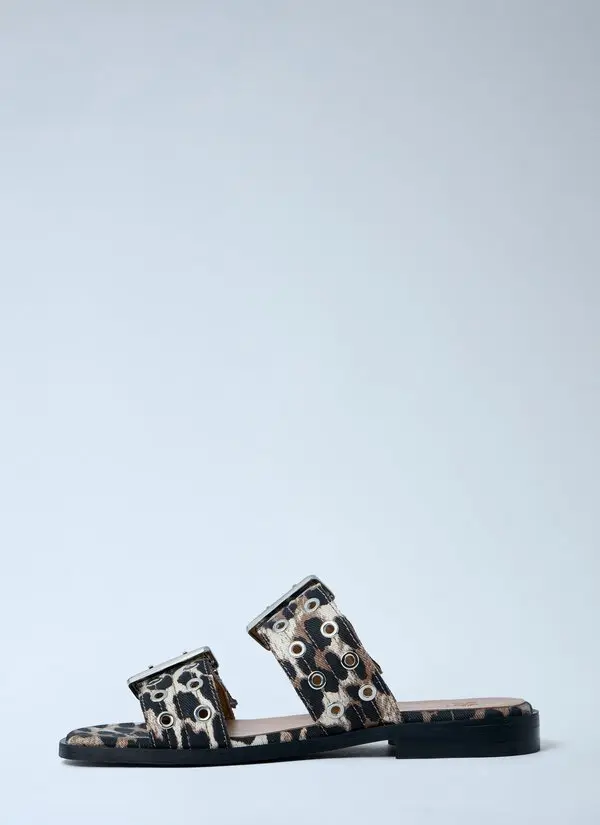 GANNI Buckle Two Strap Sandals - Brown